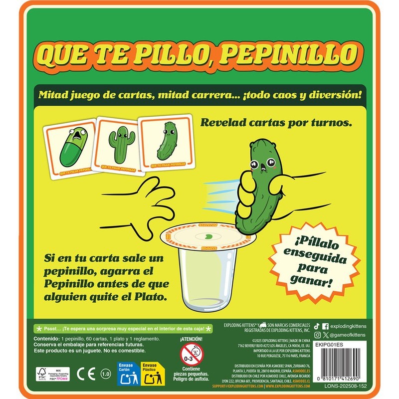 EXPLODING KITTENS Que te pillo pepinillo, Juegos y TCG - Juegos de mesa ...