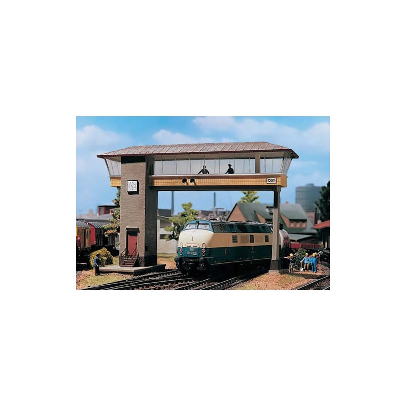 Gantry mounted signal box.