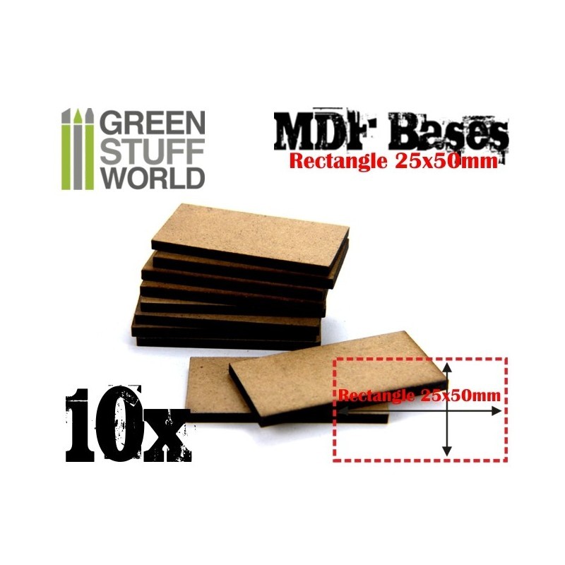 MDF Bases - rectangle, 25x50 mm (x10).