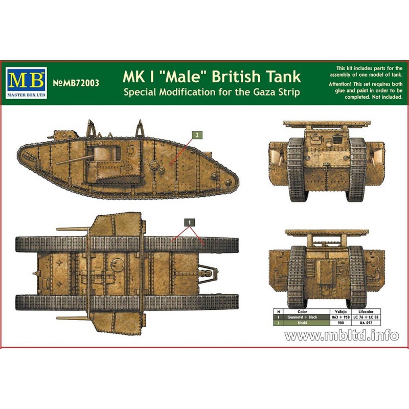MASTER BOX 72003 Mk I "Male", Gaza Strip, Models - Military - Scale 1: ...
