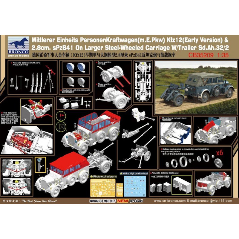 BRONCO MODELS CB35209 Personen Kraftwagen Kfz12 with gun, Models ...