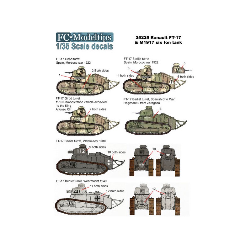 Decal set: Renault FT-17 international. FC MODELTIPS 35225