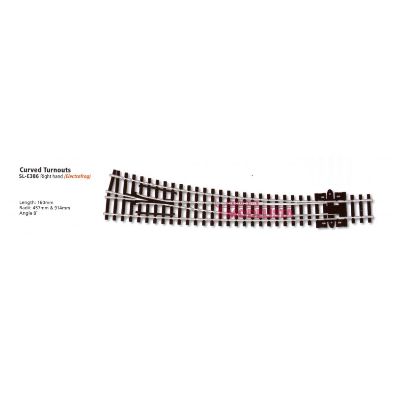 Curved turnout R/H (electrofrog). PECO SL-E386