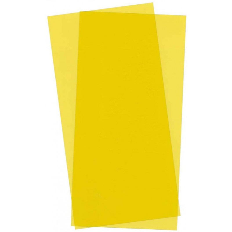 Yellow transparent polystyrene sheet. 0,25 mm.