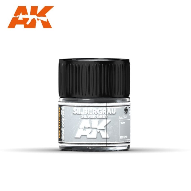 Silbergrau - Gris plata (RAL 7001), 10ml. Real Colors. AK INTERACTIVE RC210