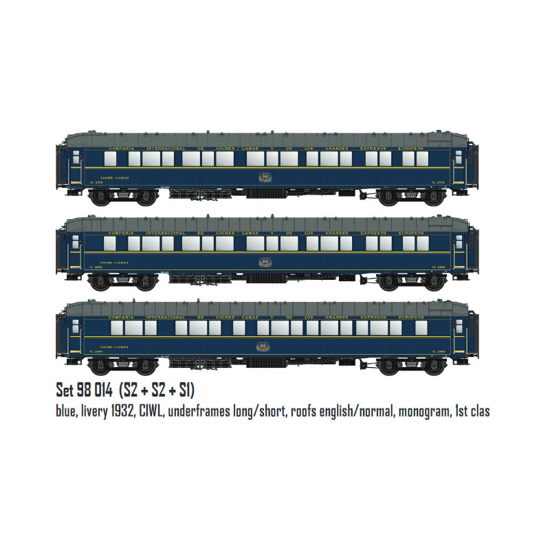 LS MODELS 98014 CIWL sleeper coaches set, S1 and S2, Railway Modelling ...