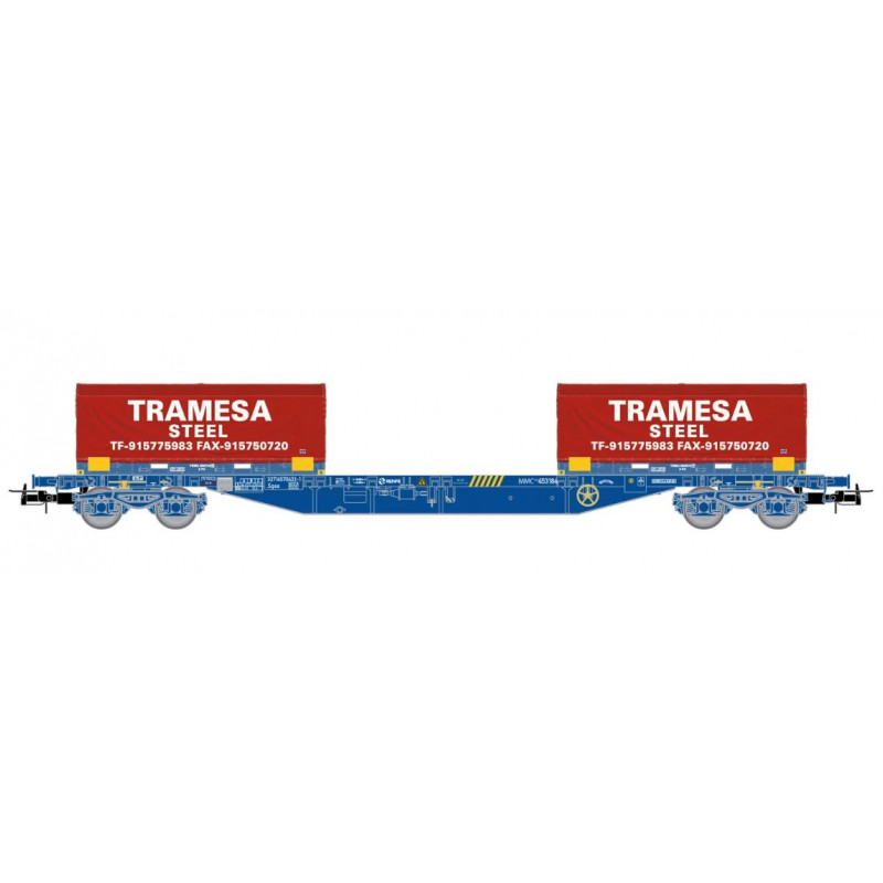 MMC3-Wagen mit "Tramesa"-Containern, RENFE.