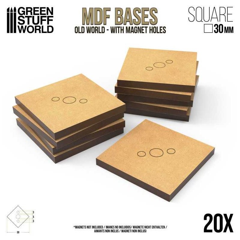GREEN STUFF WORLD 518503 MDF Bases - square, 30 mm (x20), Tools ans ...