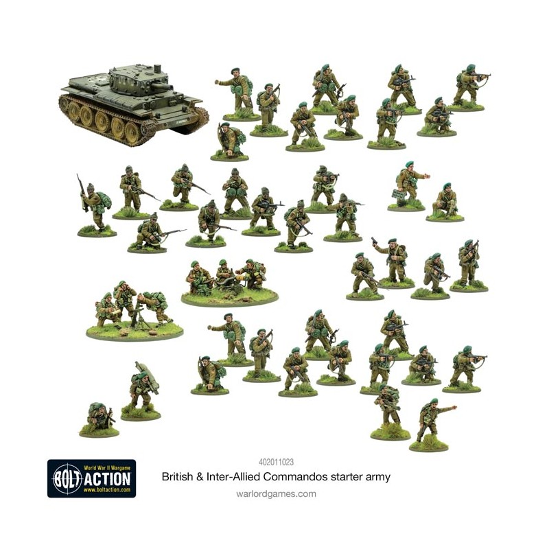 WARLORD GAMES 402011023 British and Inter Allied Commandos. Bolt Action ...