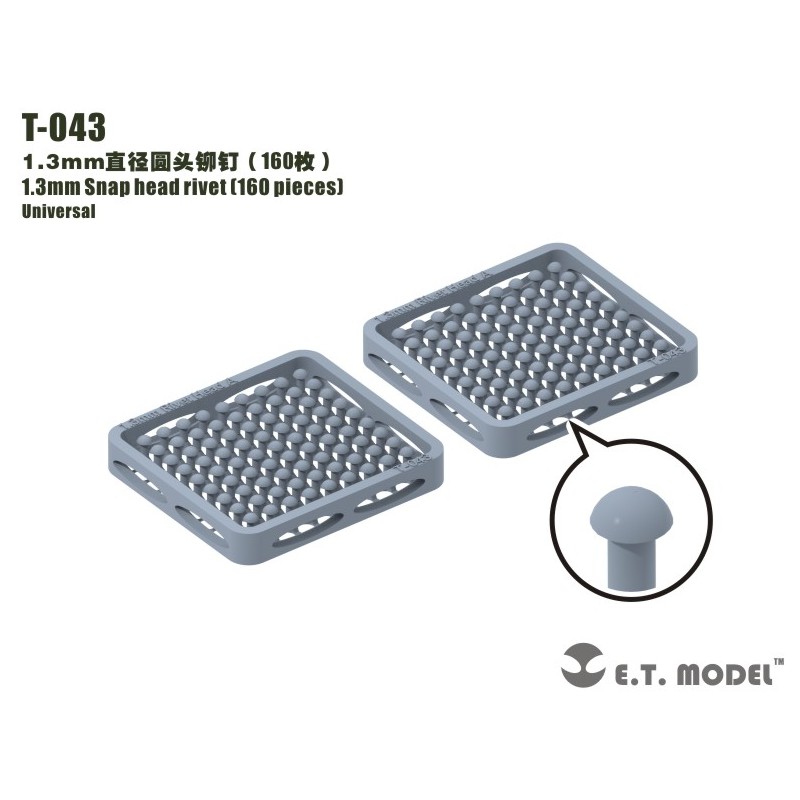 1.3 mm Snap head rivet (160 pieces).