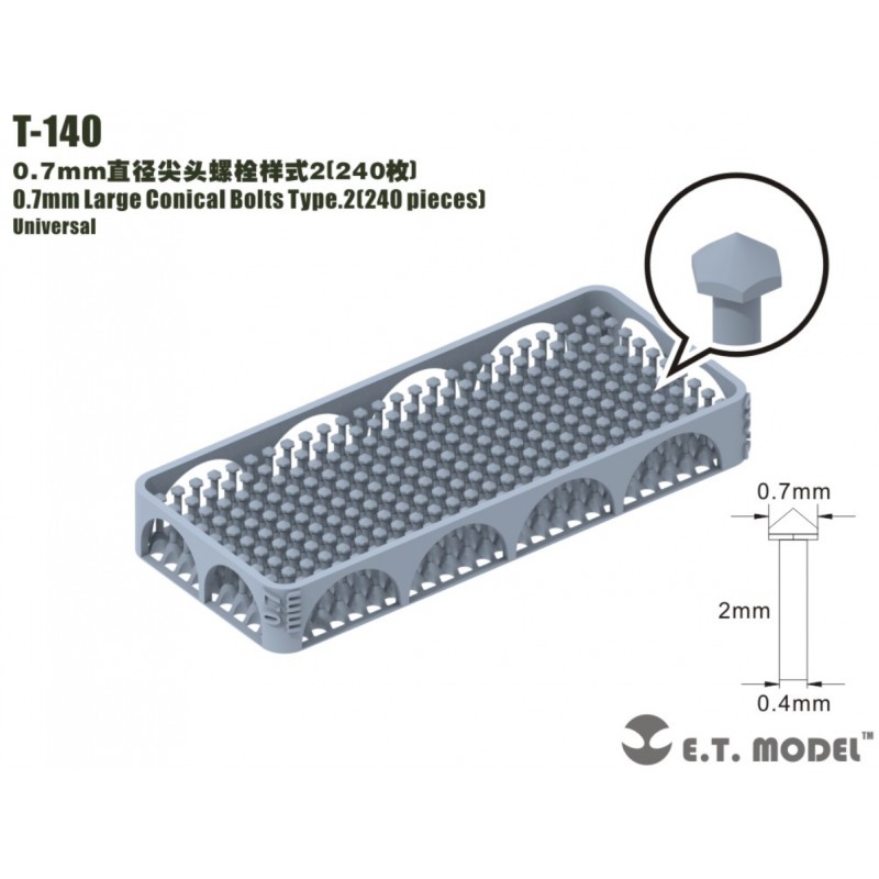 0.7 mm Large Conical Bolts Type 2.