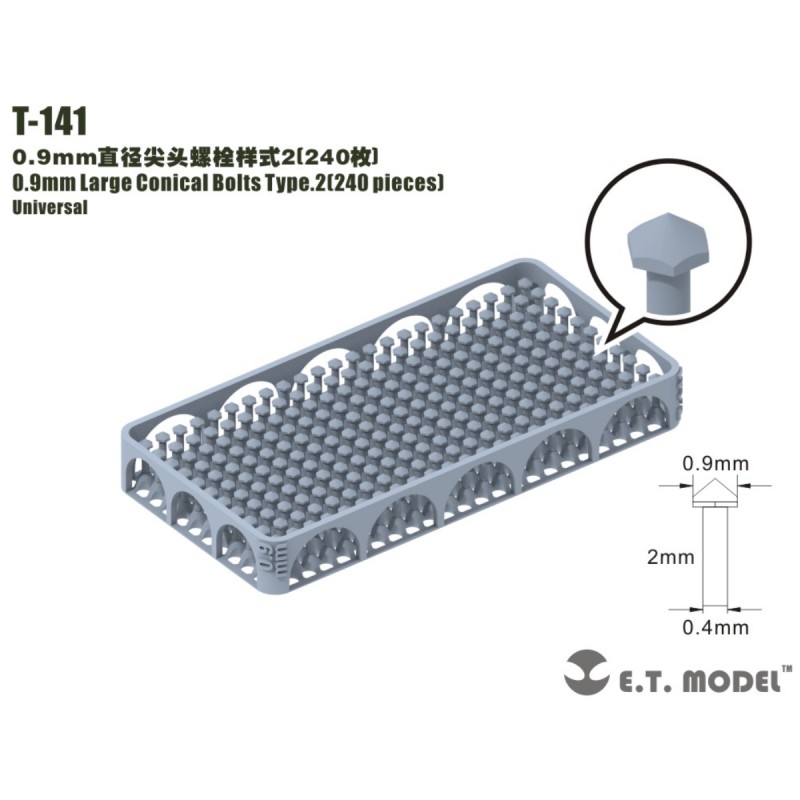 0.7 mm Large Conical Bolts Type 2.