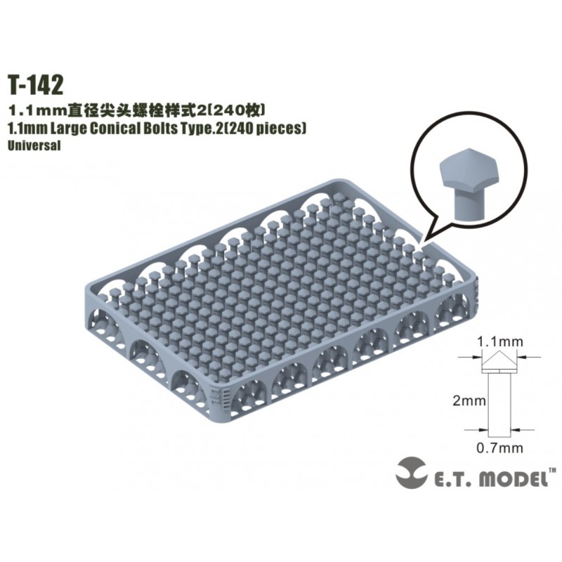 1.1 mm Large Conical Bolts Type 2.