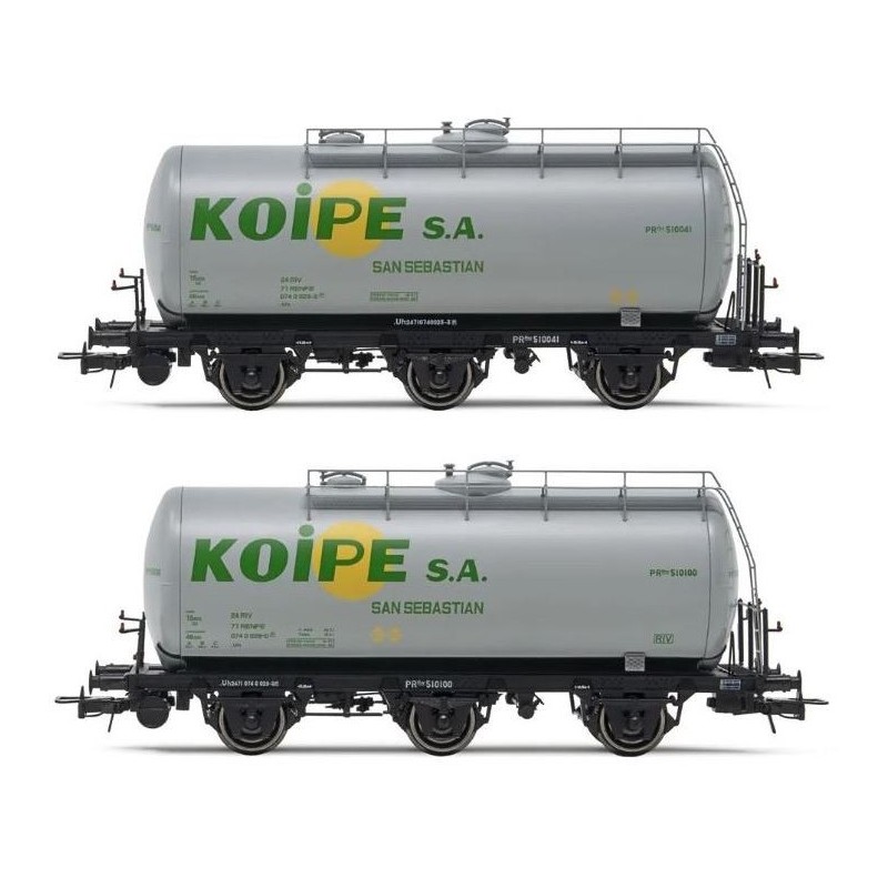 Conjunto de carros-tanque "Koipe", RENFE. | Caixa danificada.